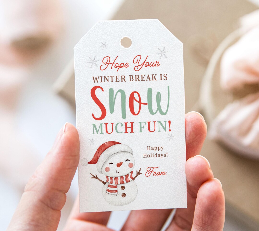 Hope Your Winter Break is Snow Much Fun Tag, Printable Merry Christmas ...