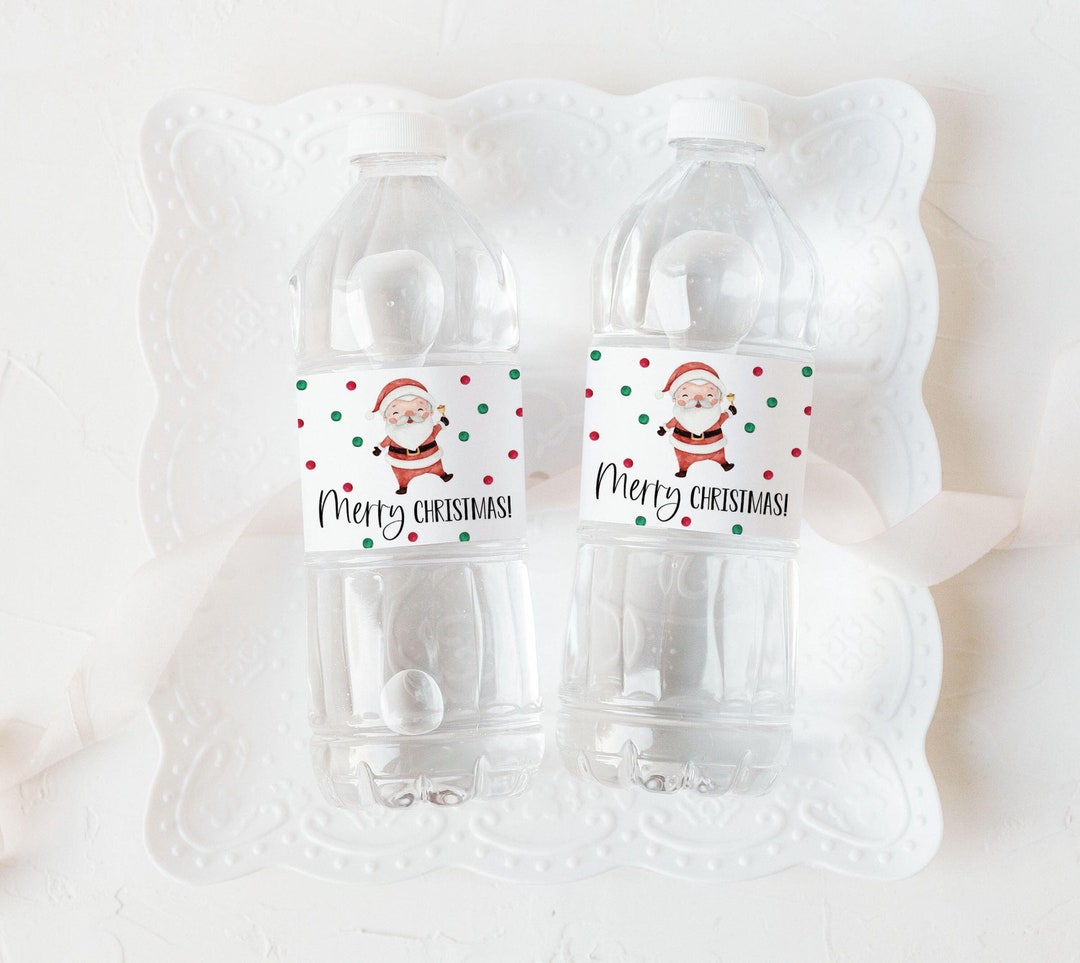 Merry Christmas Water Bottle Label, Printable Merry Christmas Favor ...