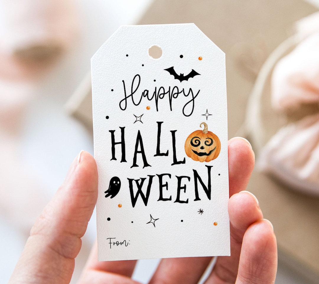 Happy Halloween Tag, Printable Happy Halloween Favor Tags, Simple ...