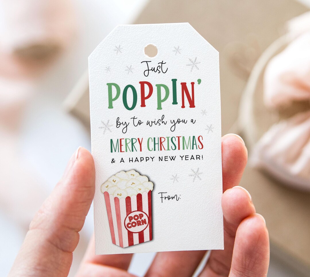 Just Poppin' by to Wish You A Merry Christmas and A Happy New Year Tag ...