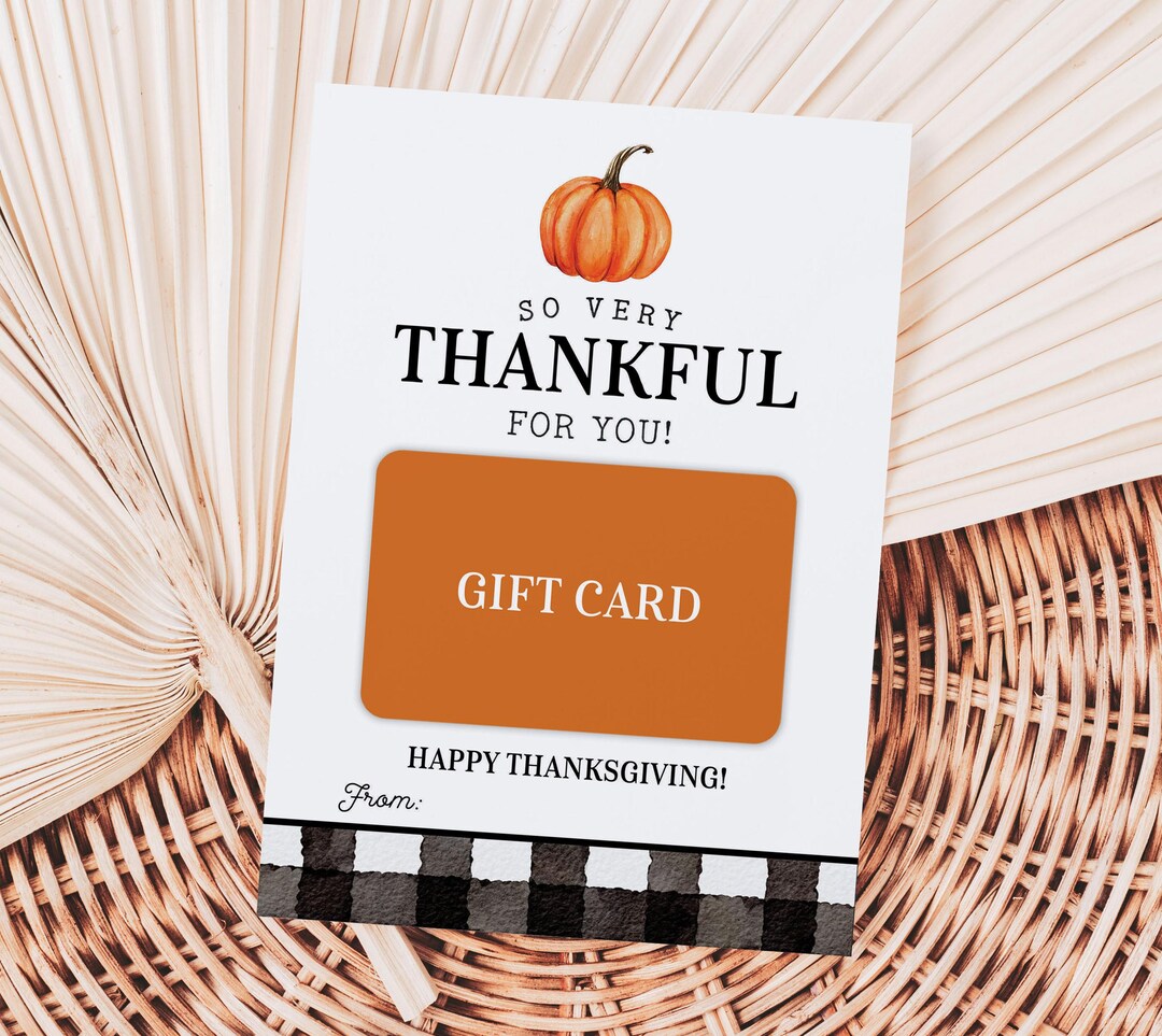 So Very Thankful for You Happy Thanksgiving Gift Card Holder, Printable ...