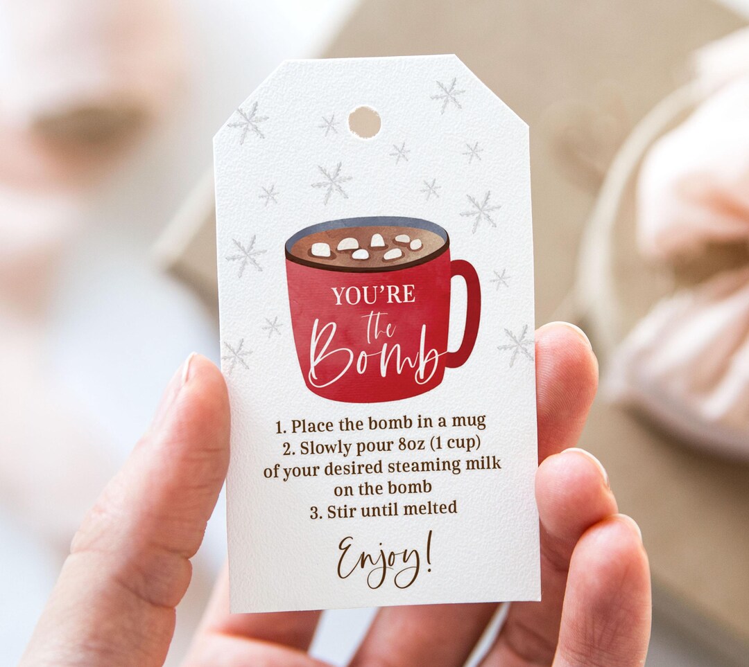 Hot Chocolate Bomb Tag, Hot Cocoa Bomb Instructions, Printable Merry ...