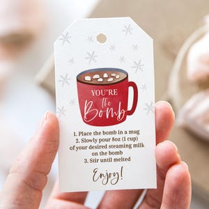 Hot Chocolate Bomb Tag, Hot Cocoa Bomb Instructions, Printable Merry ...