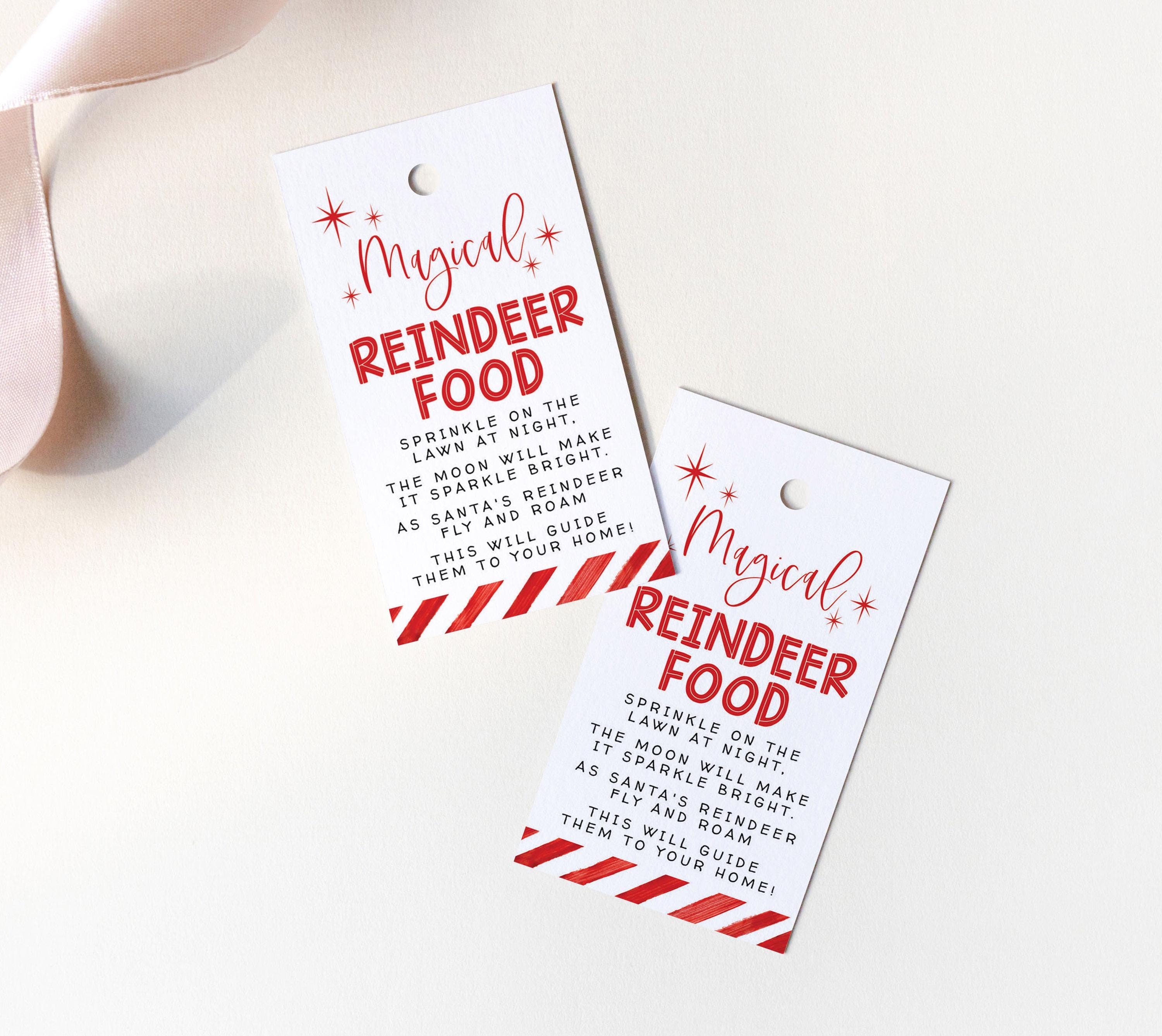 Magical Reindeer Food Tag, Printable Merry Christmas Favor Tags ...