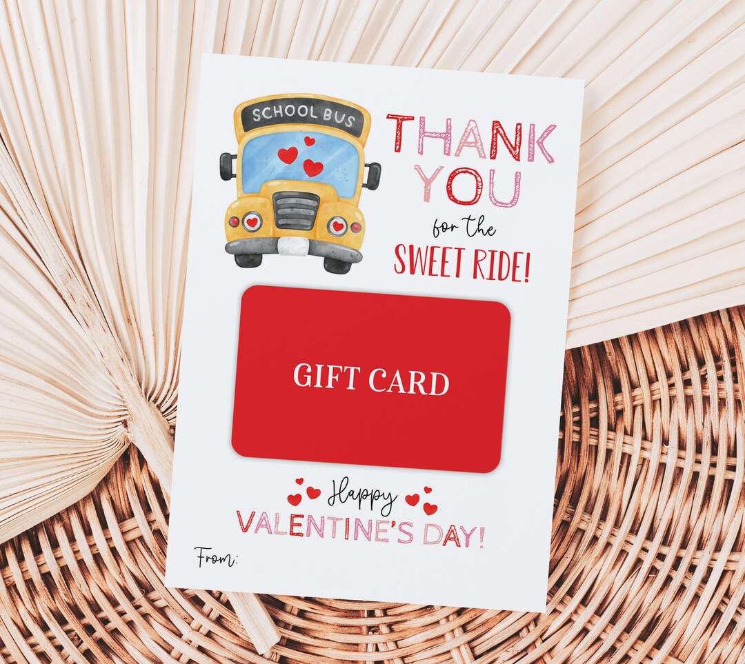 Thank You for the Sweet Ride Bus Driver Gift Card Holder, Printable ...