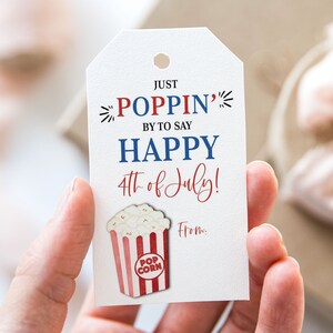 Just Poppin' by to Say Happy 4th of July Tag, Printable 4th of July ...