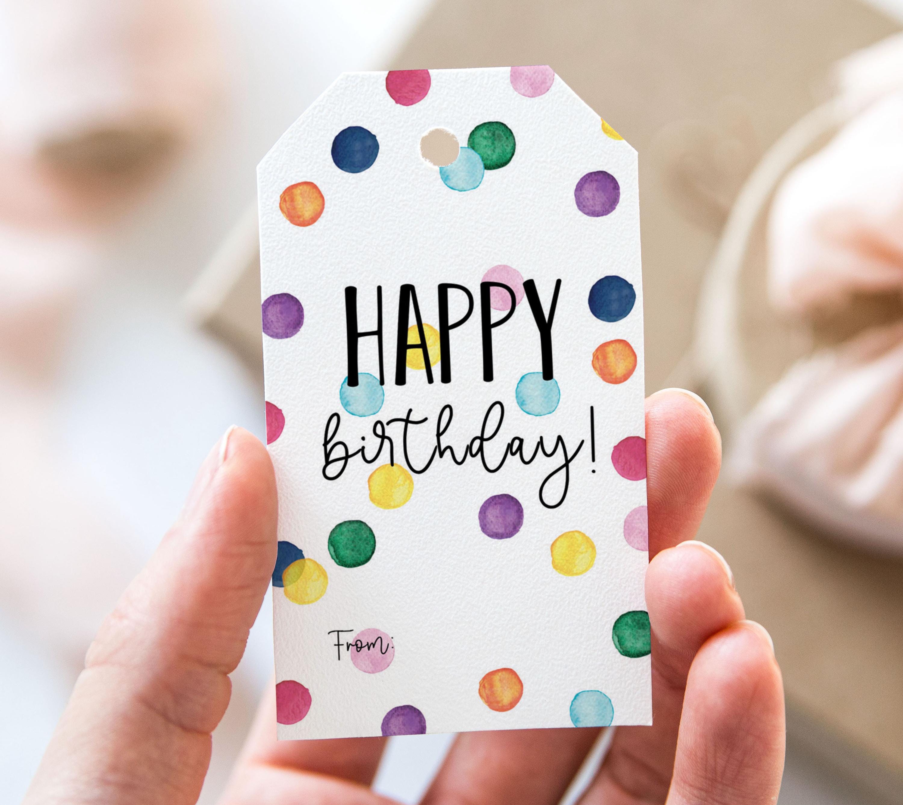 Happy Birthday Tag, Printable Happy Birthday Favor Tags, Rainbow ...