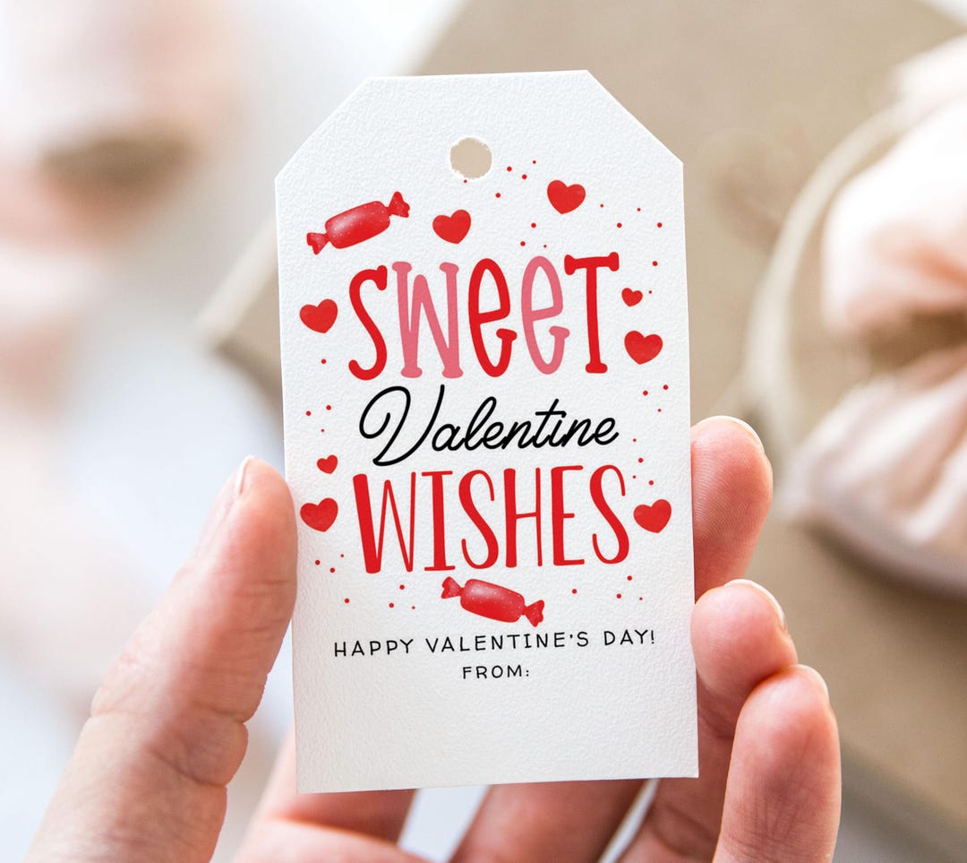 Sweet Valentine Wishes Tag, Printable Happy Valentine's Day Favor Tags ...
