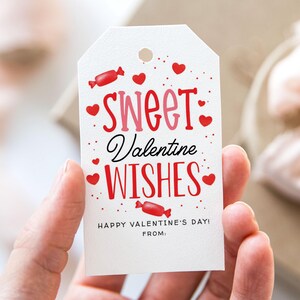 Sweet Valentine Wishes Tag, Printable Happy Valentine's Day Favor Tags ...
