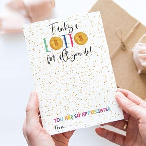 Thanks A Lotto Gift Card Holder, Printable End of School Year Favor ...