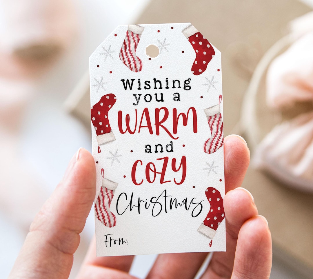 Wishing You a Warm and Cozy Christmas Tag, Printable Merry Christmas ...