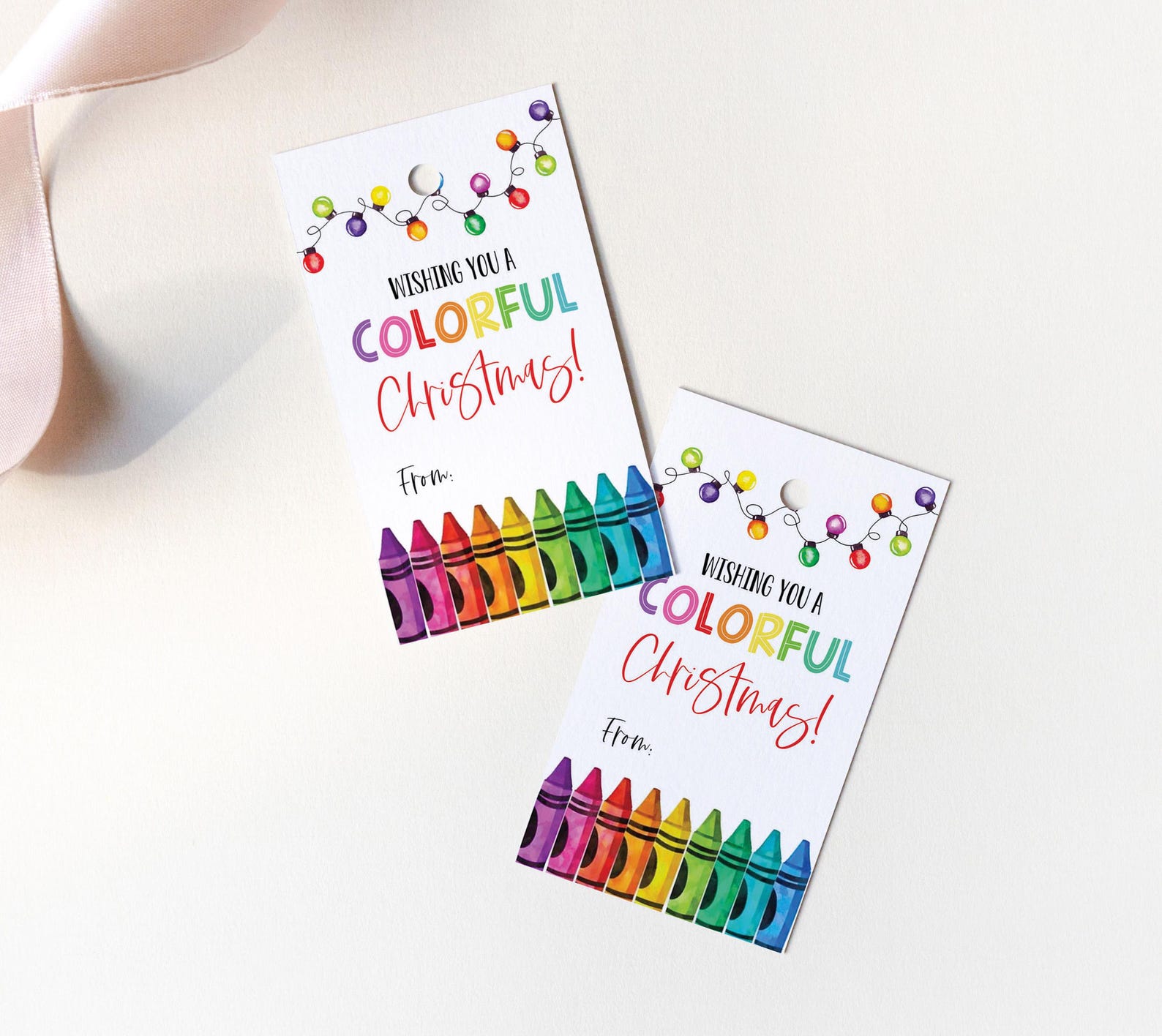 Wishing You A Colorful Christmas Tag, Printable Merry Christmas Favor ...