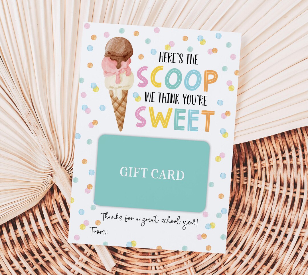 Here's the Scoop We Think You're Sweet Gift Card Holder, Printable End ...