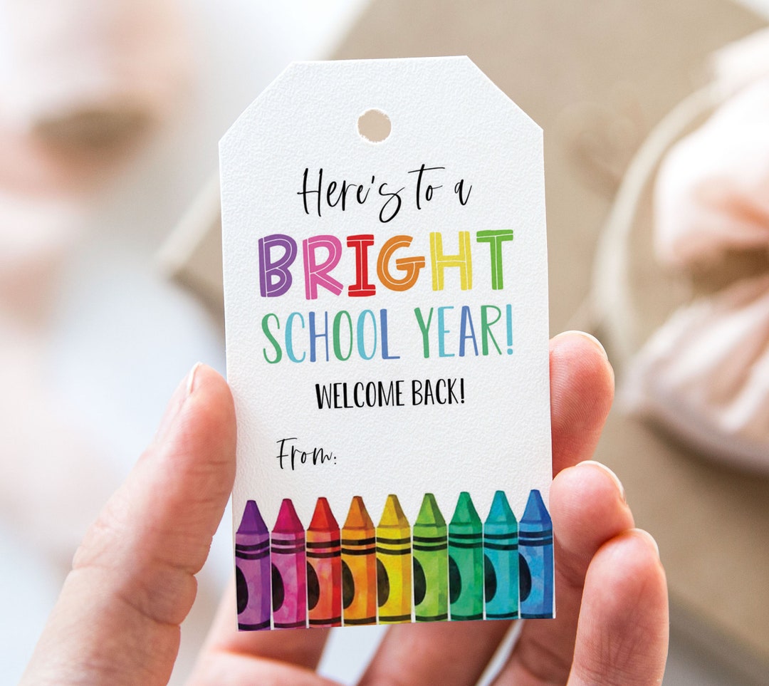 Here's to A Bright School Year Tag, Printable First Day of School Favor ...