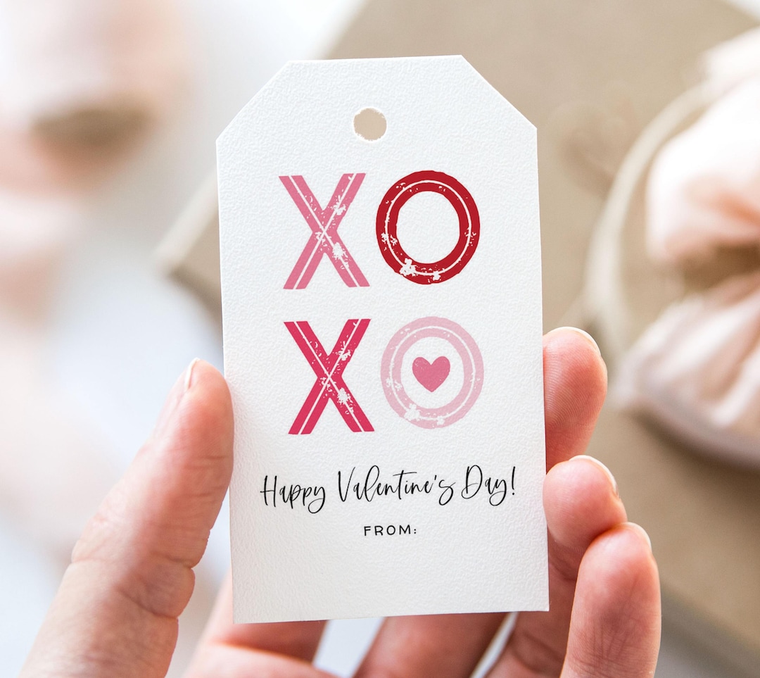 XOXO Happy Valentine's Day Tag, Printable Happy Valentine's Day Favor ...