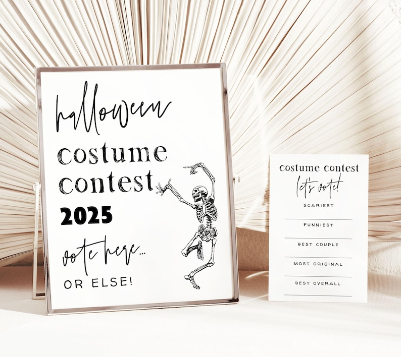 Halloween Costume Contest Sign, Printable Voting Ballot Cards, Dancing ...
