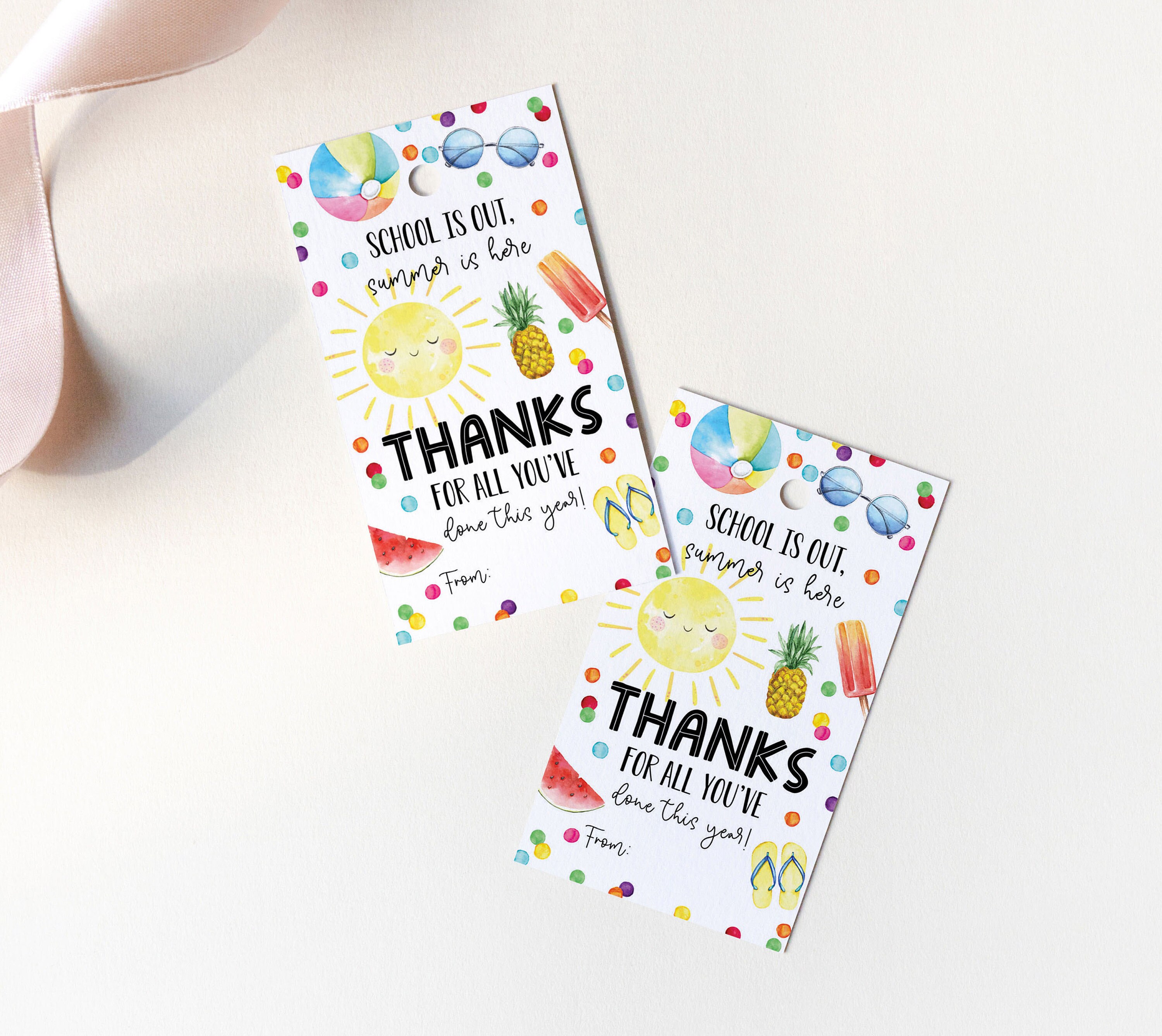 School is Out Summer is Here Thanks for All You've Done Tag, Printable ...
