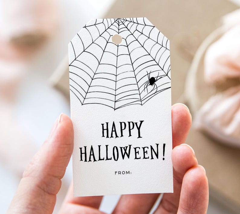 Happy Halloween Tag, Printable Happy Halloween Favor Tags, Simple ...
