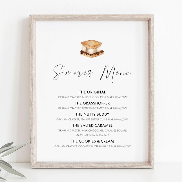 Smores Menu - Etsy