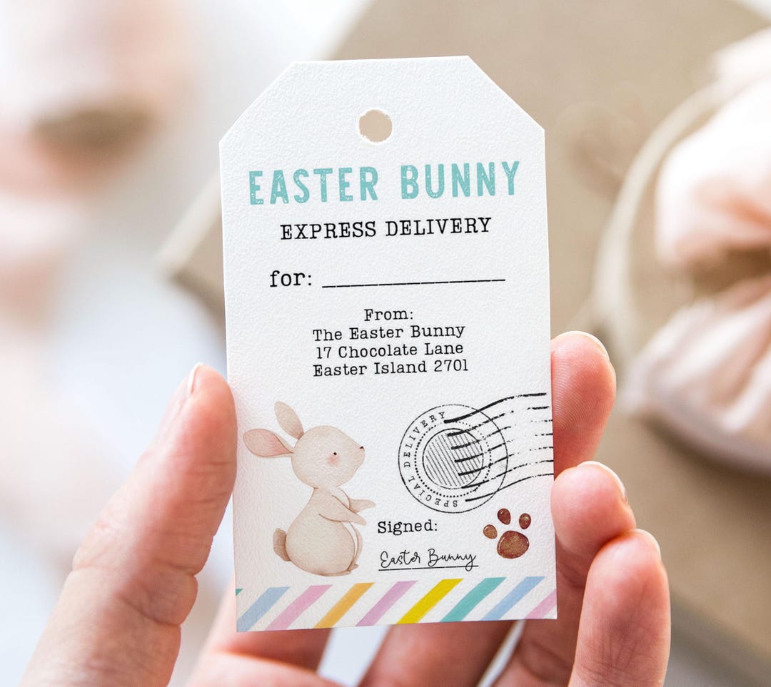 Easter Bunny Express Delivery Tag, Printable Happy Easter Favor Tags ...