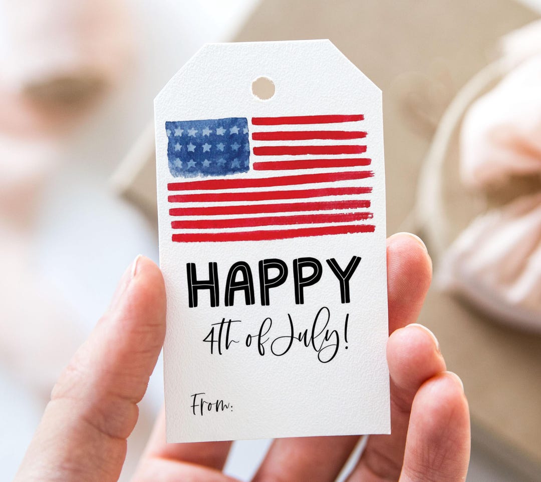 Happy 4th of July Tag, Printable Happy 4th of July Favor Tags, American ...