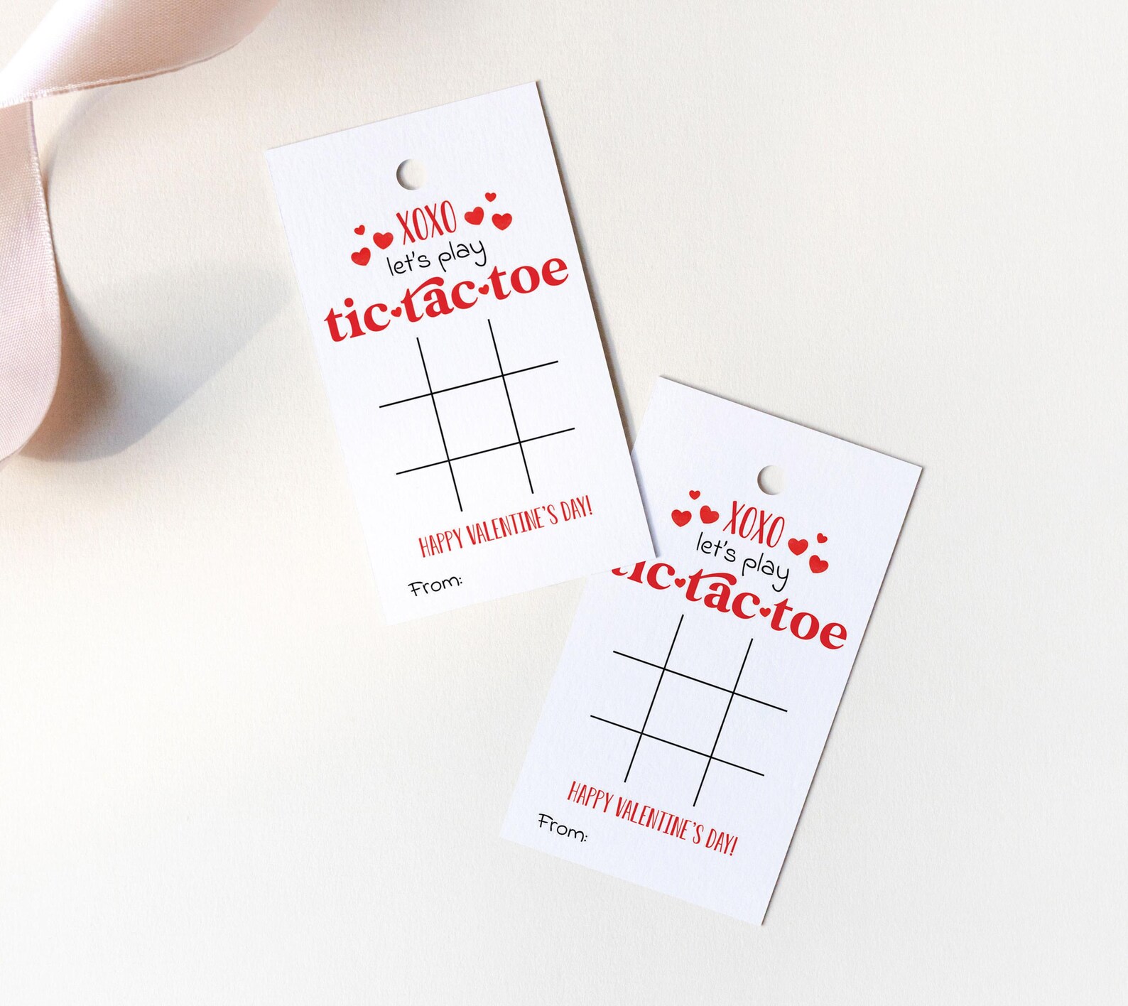 XOXO Let's Play Tic Tac Toe Game Tag, Printable Happy Valentine's Day ...