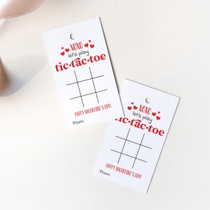 XOXO Let's Play Tic Tac Toe Game Tag, Printable Happy Valentine's Day ...