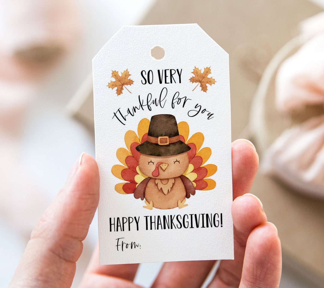 So Very Thankful for You Happy Thanksgiving Tag, Printable Fall Favor ...