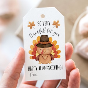 So Very Thankful for You Happy Thanksgiving Tag, Printable Fall Favor ...