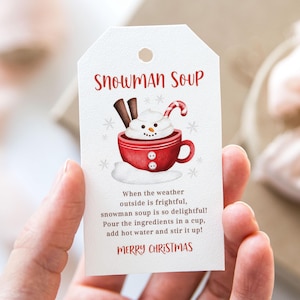 Snowman Soup Hot Chocolate Tag, Hot Cocoa Bomb Instructions, Printable ...