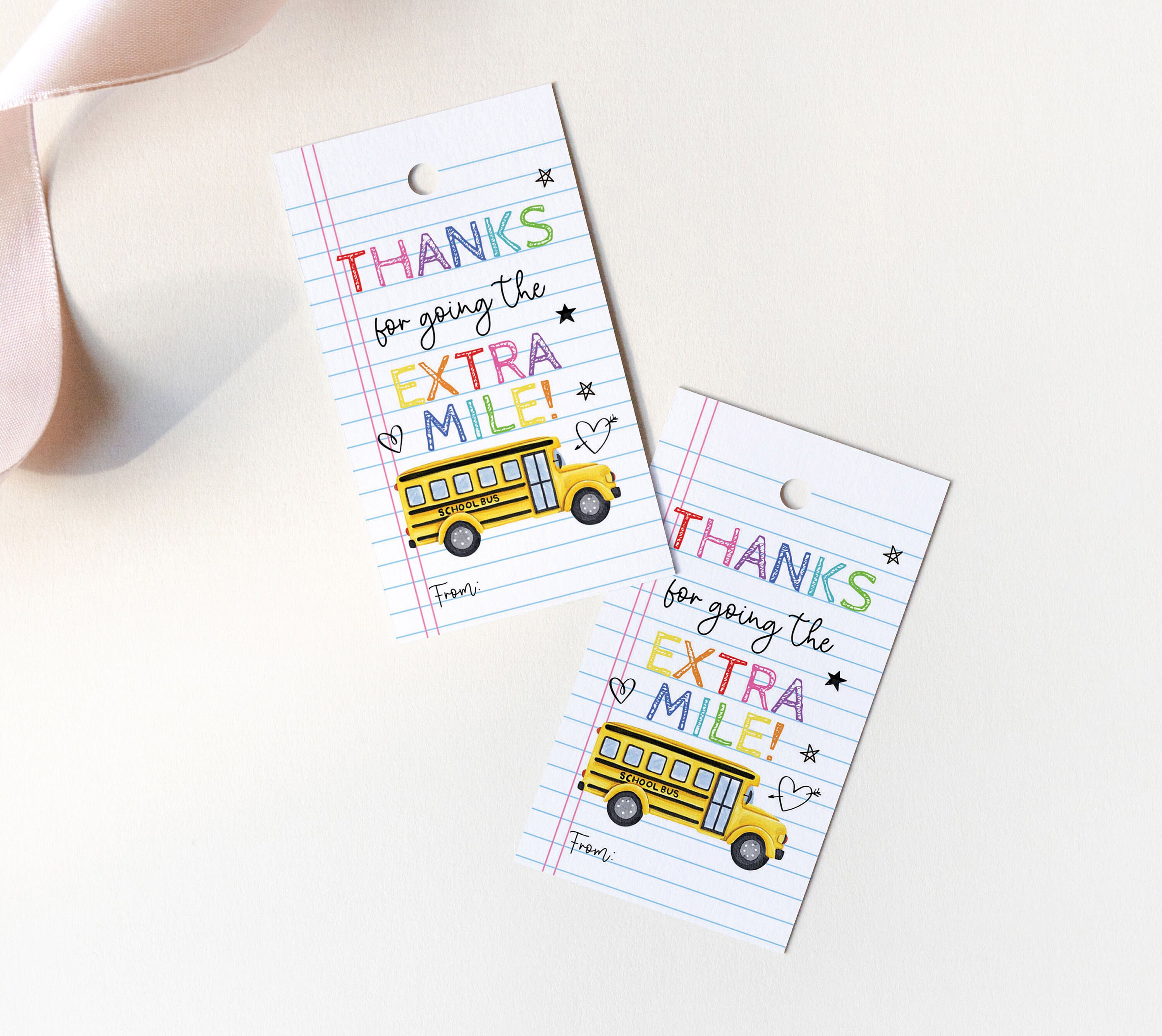 Thanks for Going the Extra Mile Bus Driver Thank You Tag, Printable End ...