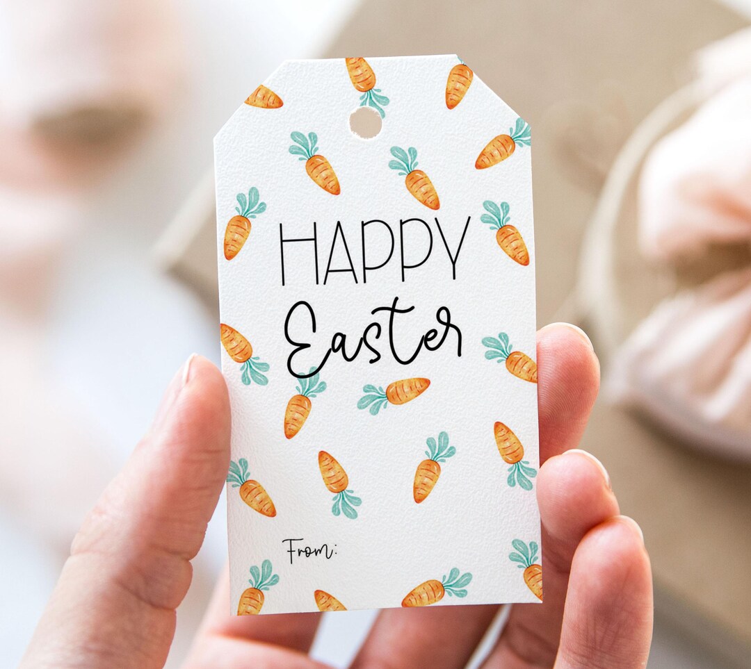 Happy Easter Bunny Bait Carrots Tag, Printable Happy Easter Favor Tags ...