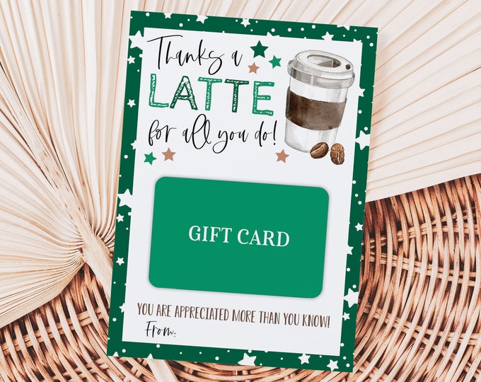 Thanks a Latte, Coffee Favor Tag, Coffee Gift, Valentine's Day Gift for ...