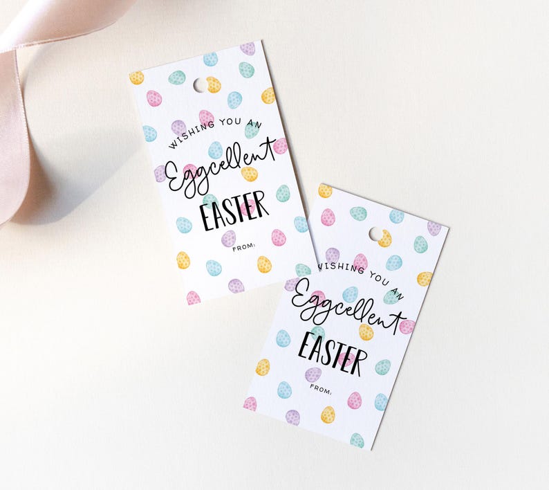 Wishing You an Eggcellent Easter Eggs Tag, Printable Happy Easter Favor ...