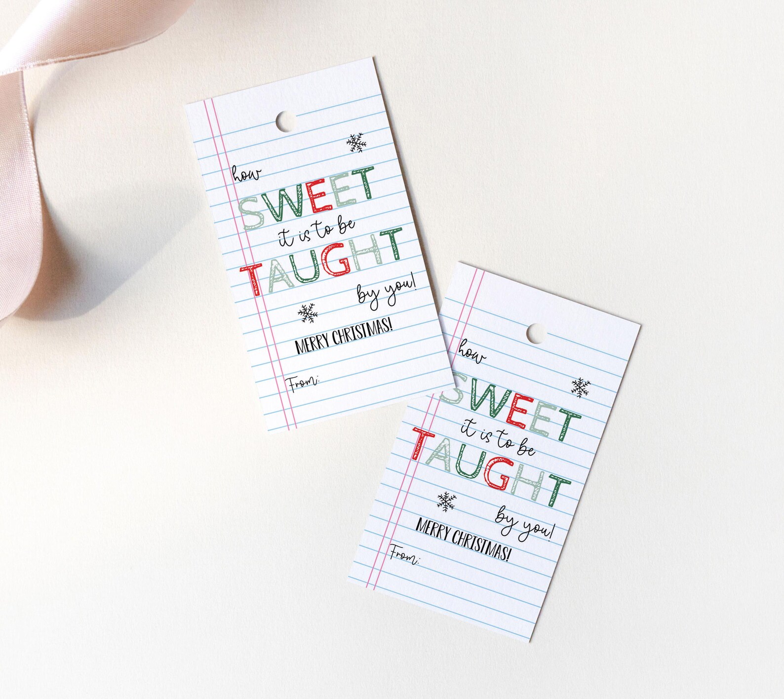How Sweet It is to Be Taught by You Tag, Printable Merry Christmas ...
