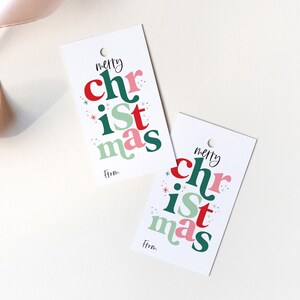 Merry Christmas Tag, Printable Merry Christmas Favor Tags, Colorful ...