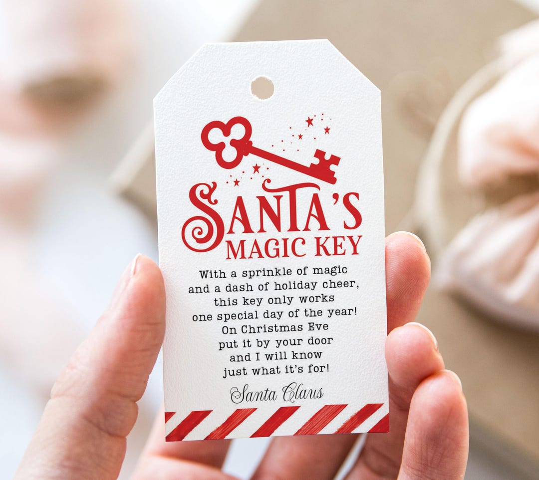 Santa's Magic Key Instructions Tag, Printable Merry Christmas Favor ...
