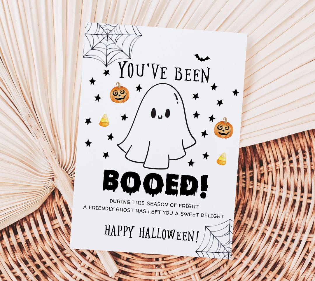 You've Been Booed Halloween Gift Tag, Printable Happy Halloween Favor ...