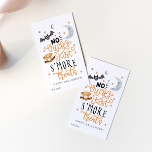 No Tricks Just S'more Treats Tag, Printable Happy Halloween Favor Tags ...