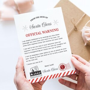 Official Warning Letter From Santa Claus, Bad Behavior Elf Mail ...