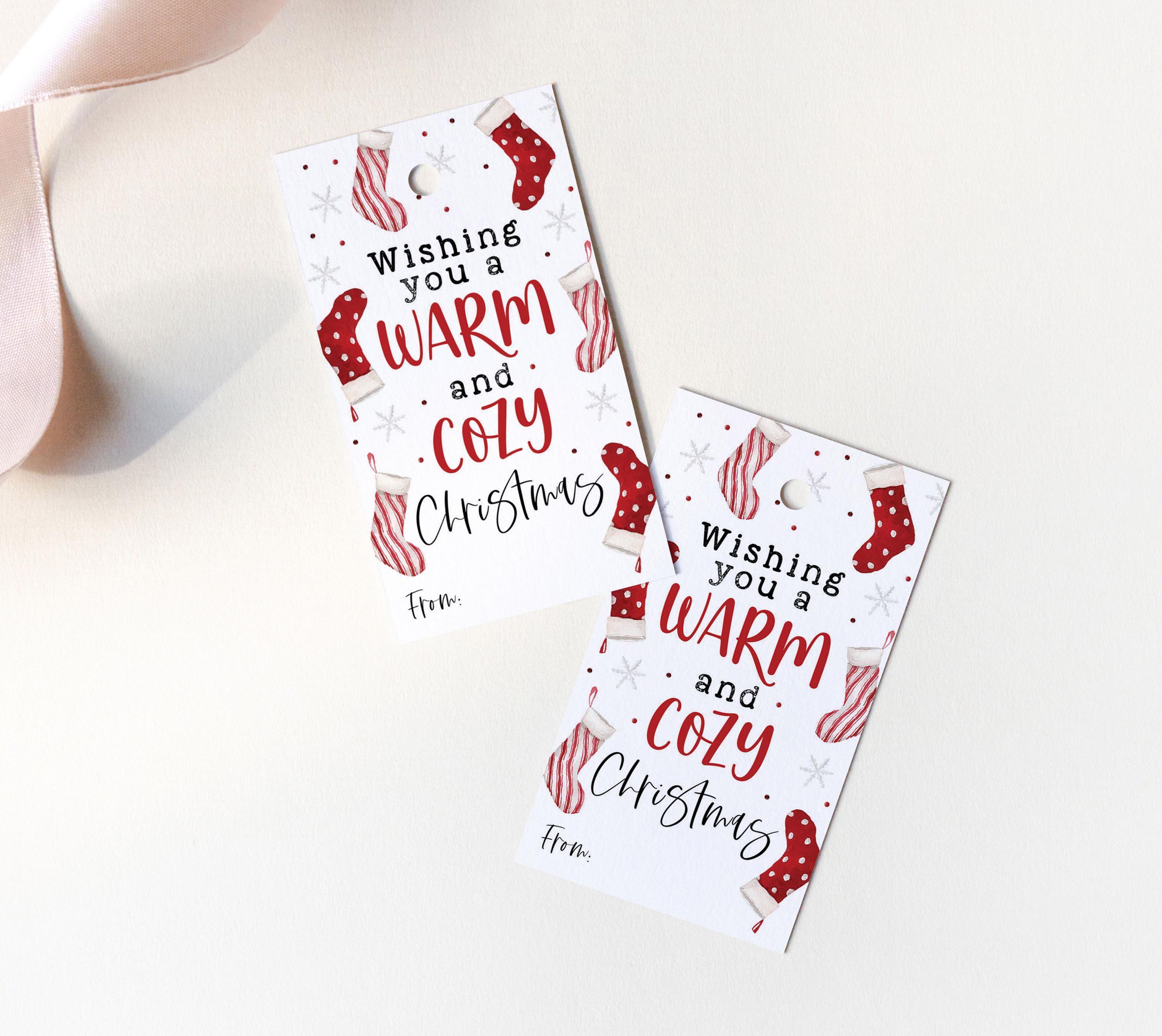 Wishing You a Warm and Cozy Christmas Tag, Printable Merry Christmas ...