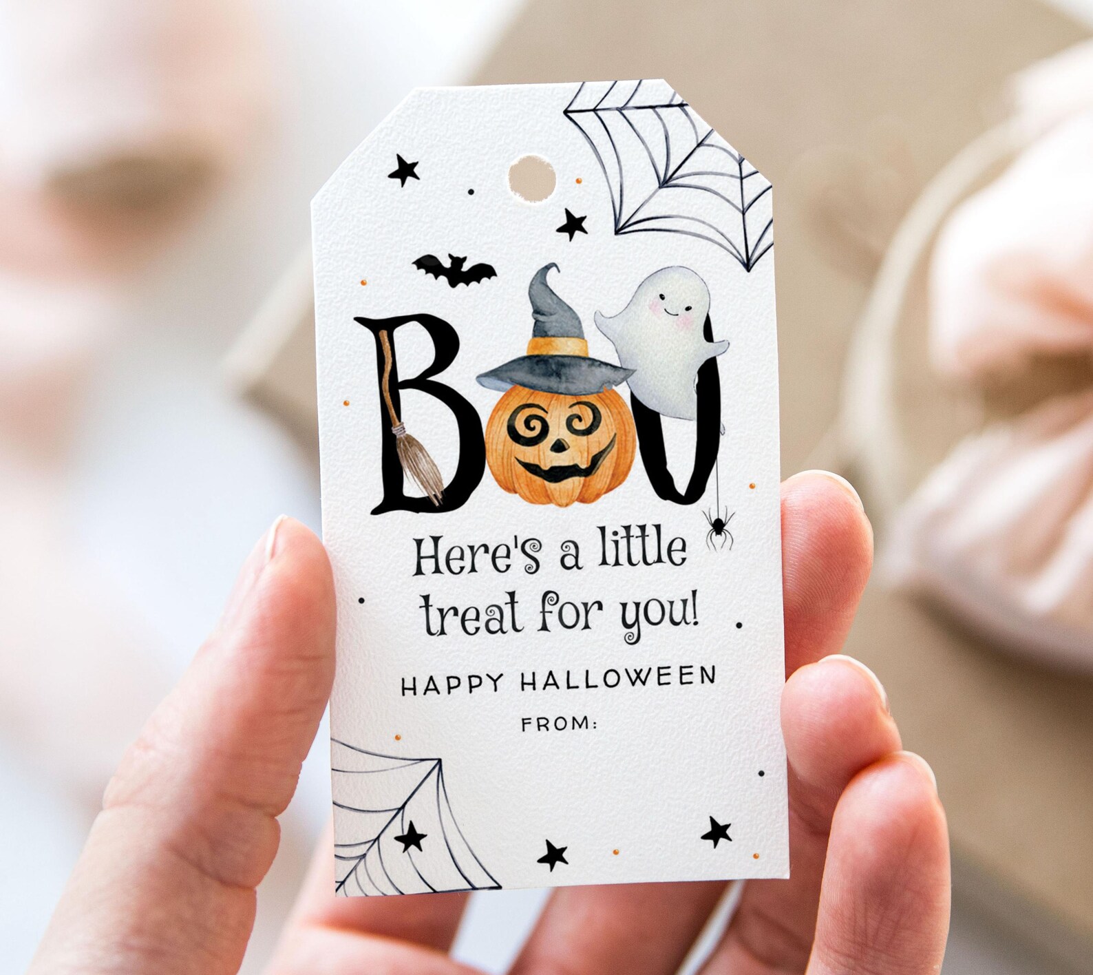 Boo Here's A Little Treat for You Tag, Printable Happy Halloween Favor ...