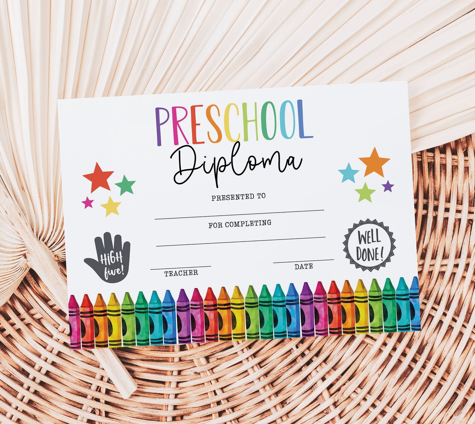 Preschool Diploma Card, Printable Preschool Graduation Certificate, End ...