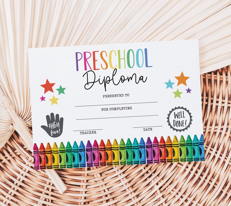 Preschool Diploma Card, Printable Preschool Graduation Certificate, End ...
