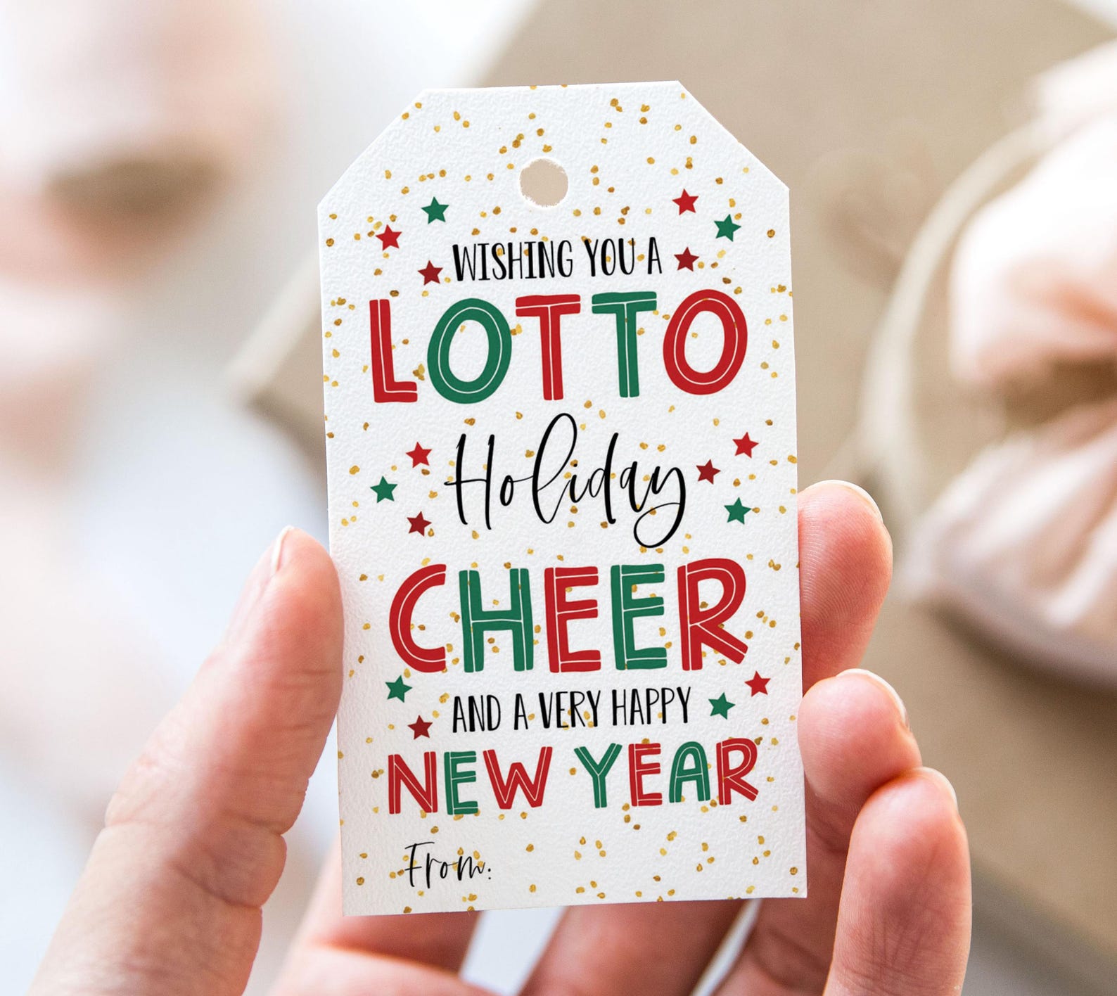 Wishing You A Lotto Holiday Cheer and A Happy New Year Tag, Printable ...