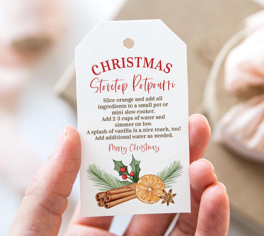 Christmas Stovetop Potpourri Tag, Printable Merry Christmas Favor Tags ...