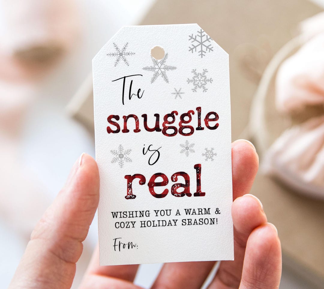 The Snuggle is Real Tag, Printable Merry Christmas Favor Tags, Plaid ...