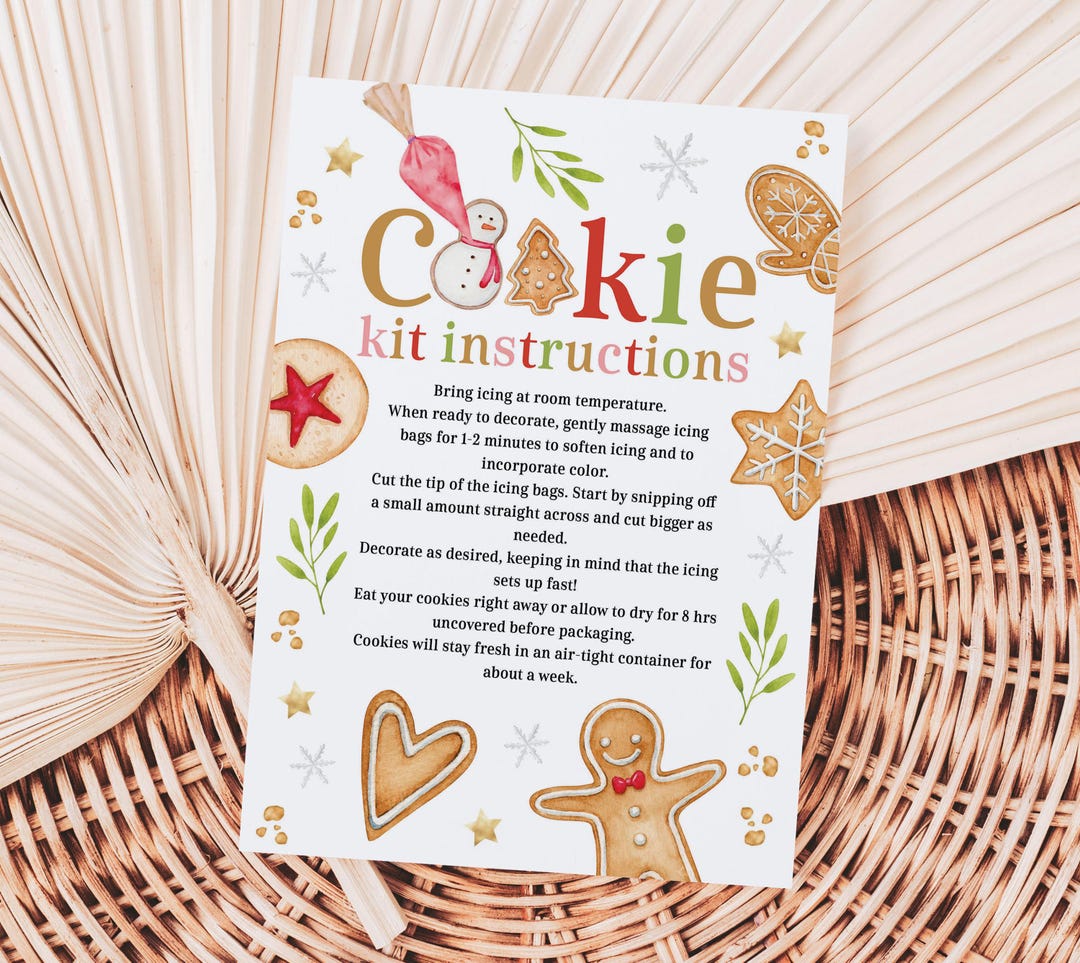 Christmas Cookie Kit Instructions Card, DIY Cookie Kit, Printable Merry ...