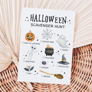 Halloween Scavenger Hunt Card, Kids Halloween Party Activity, Printable ...