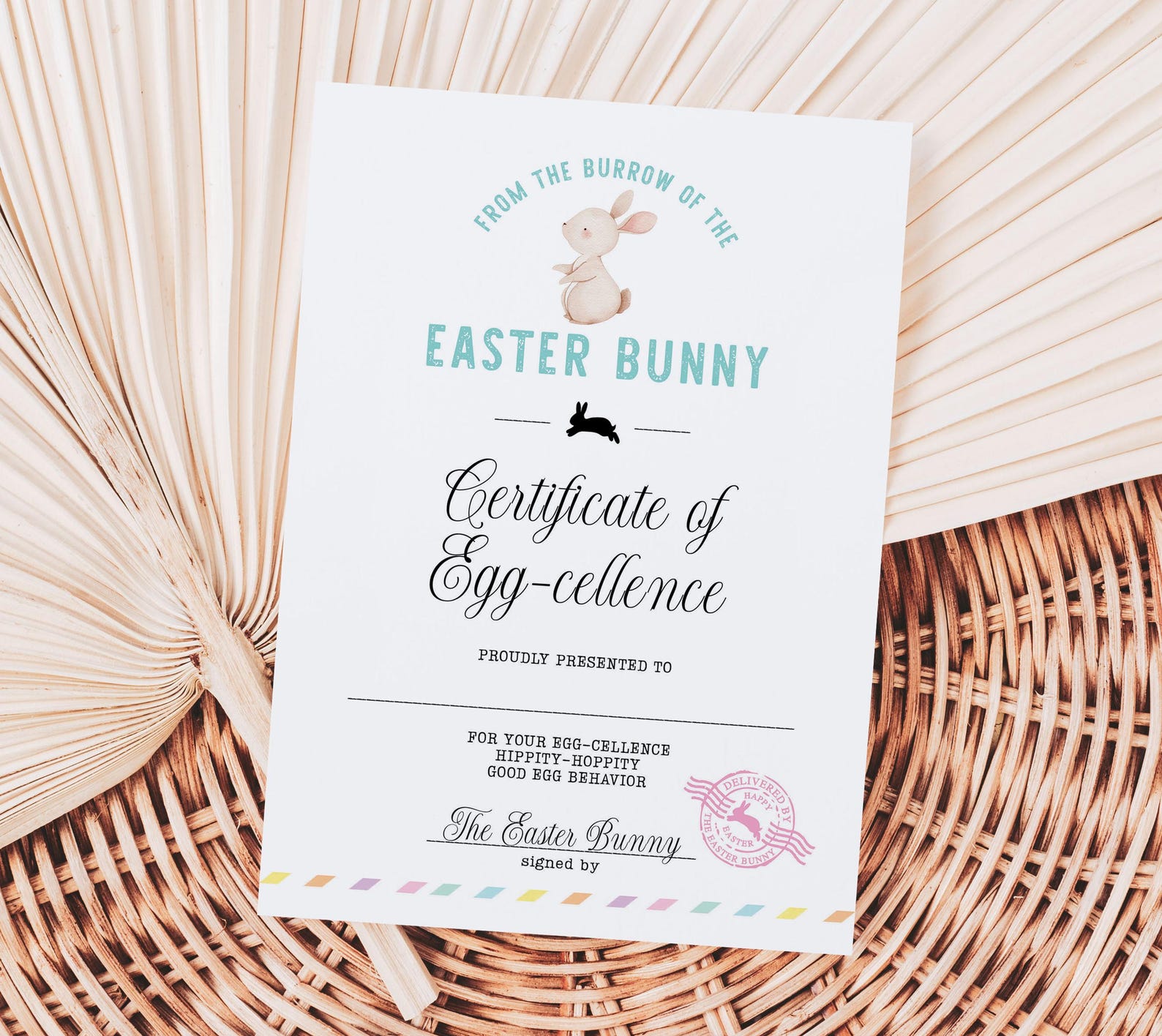 Certificate of Egg-cellence, Official Letter From the Easter Bunny ...
